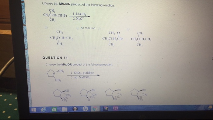 Solved Choose The Major Product Of The Following Reaction Ch