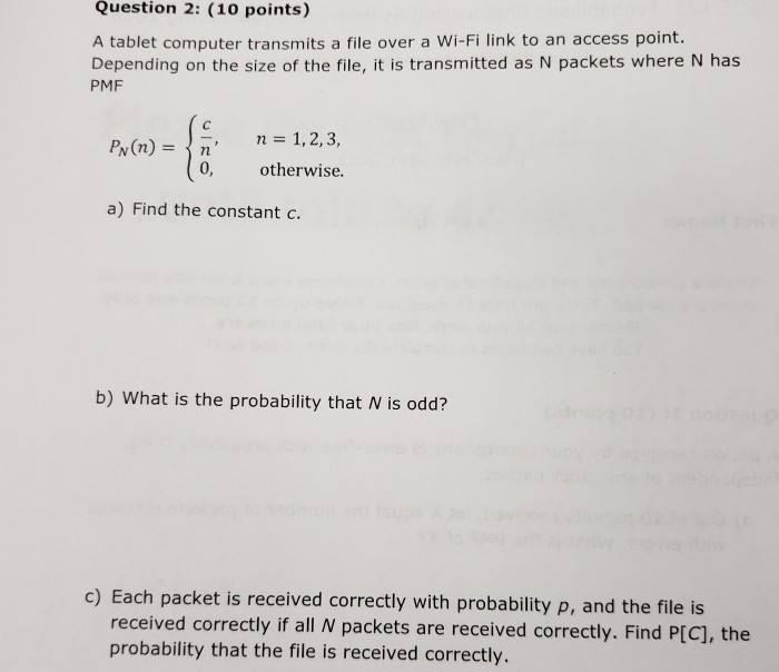 Solved Question 2: (10 points) A tablet computer transmits a | Chegg.com