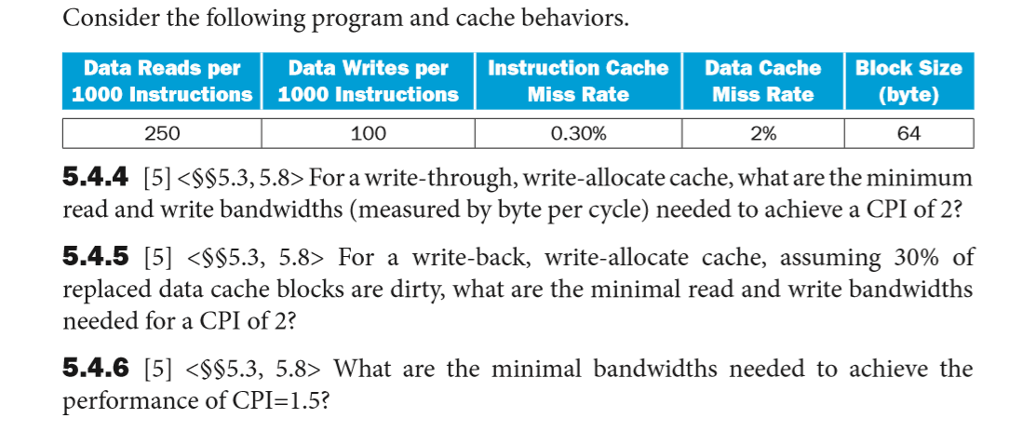 Solved Consider the following program and cache behaviors. | Chegg.com