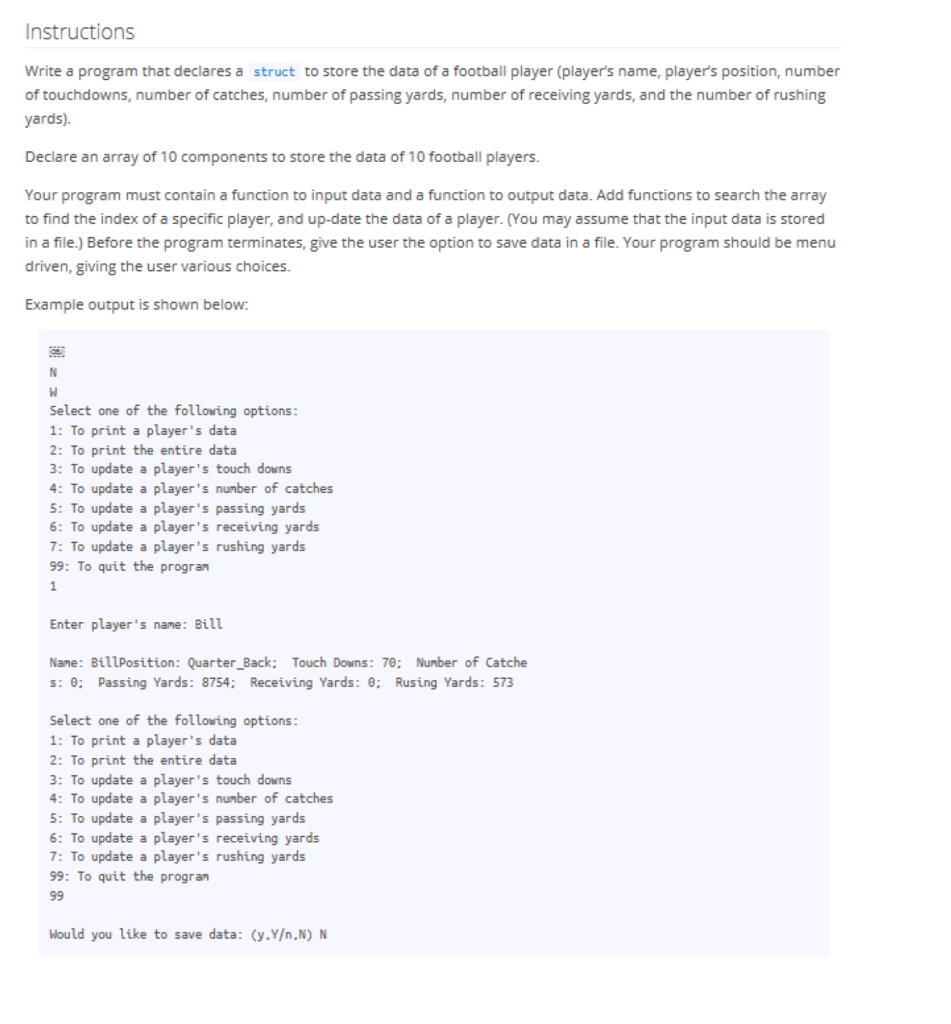 Instructions Write A Program That Declares A Struct
