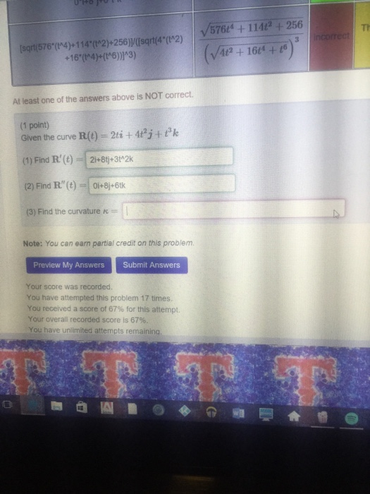 Solved Given the curve R(t) = 2ti + 4t^2 j + t^3 k Find | Chegg.com