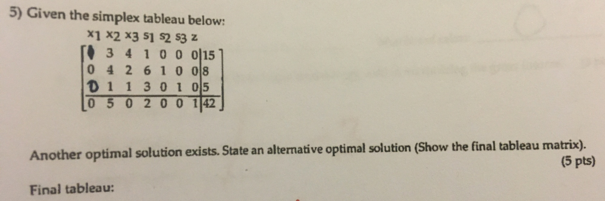 State the alternative optimal solution and show the | Chegg.com