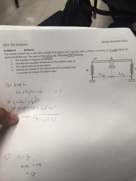 Solved EGCE 302 Dynamics Spring Semester 2016 Problem 3 35 | Chegg.com