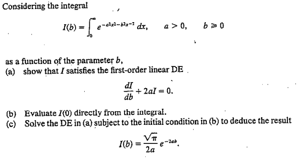 Solved Considering the integral as a function of the | Chegg.com