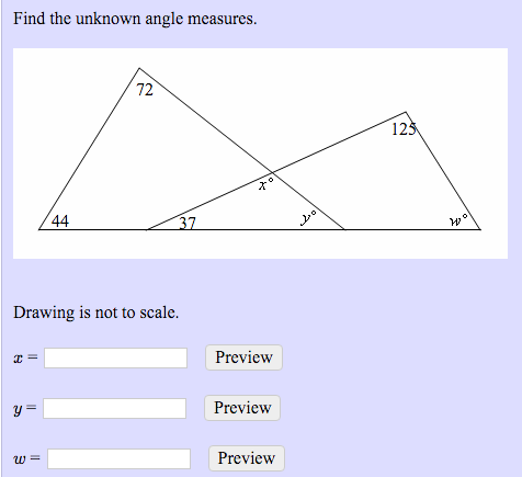 Solved Find the unknown angle measures. Drawing is not to | Chegg.com