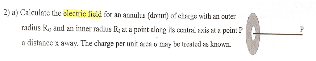 Solved Calculate the electric field for an annulus (donut) | Chegg.com