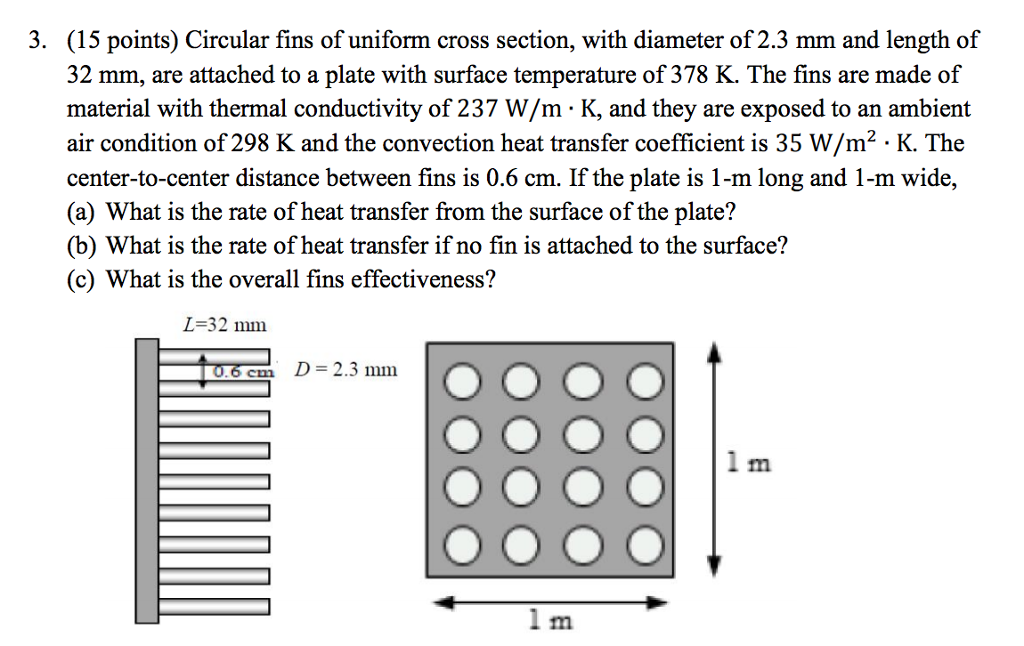 Solved Circular fins of uniform cross section, with diameter | Chegg.com