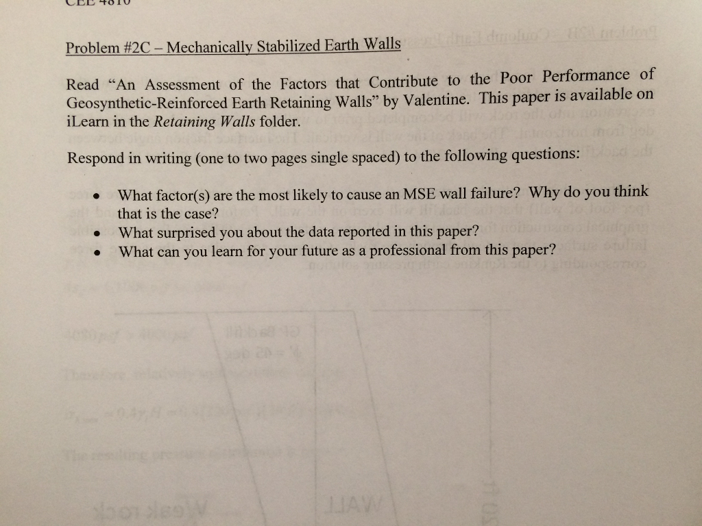 Solved Problem #2C-Mechanically Stabilized Earth Walls | Chegg.com