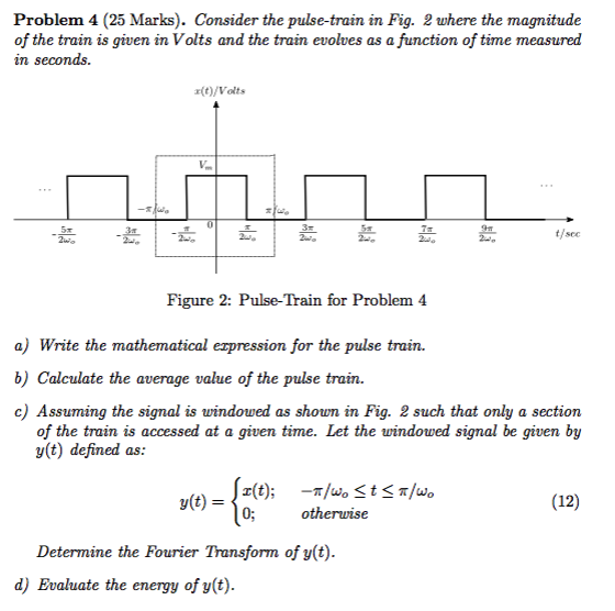 Solved Problem 4 (25 Marks). Consider the pulse-train in | Chegg.com