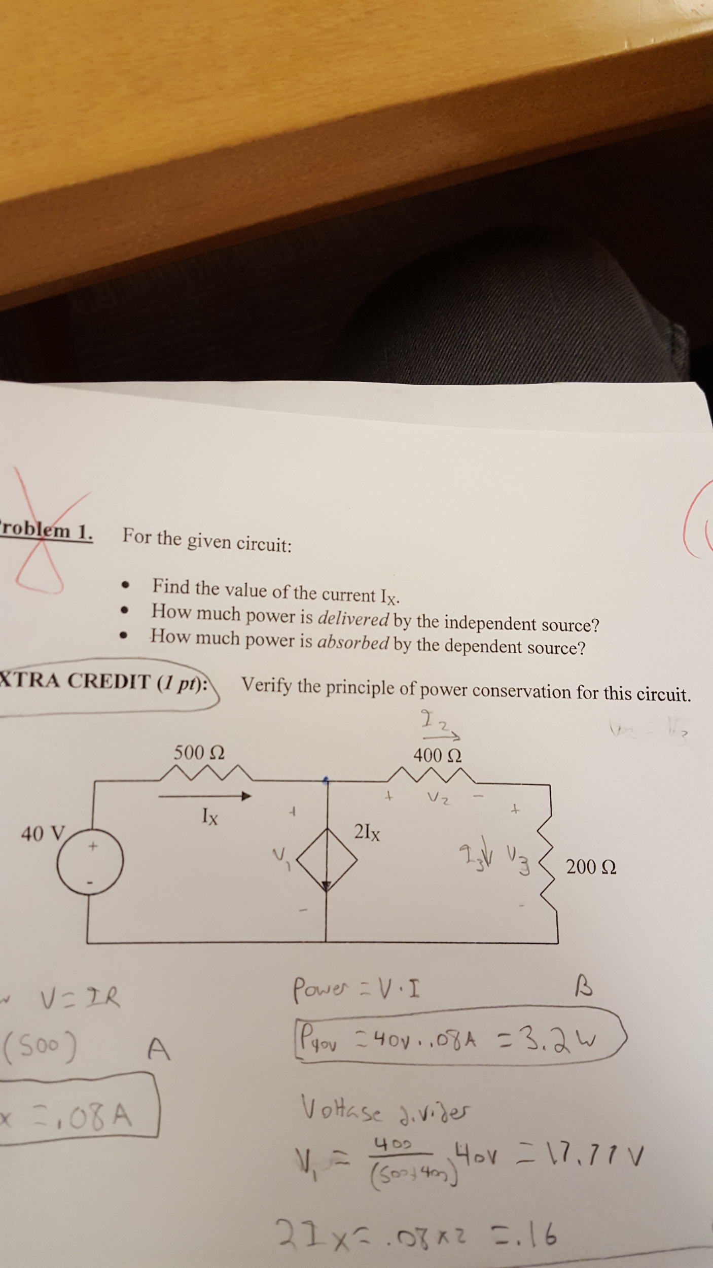 Solved for the given circuit find the current Ix Power Del | Chegg.com
