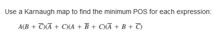 Solved Use a Karnaugh map to find the minimum POS for each | Chegg.com