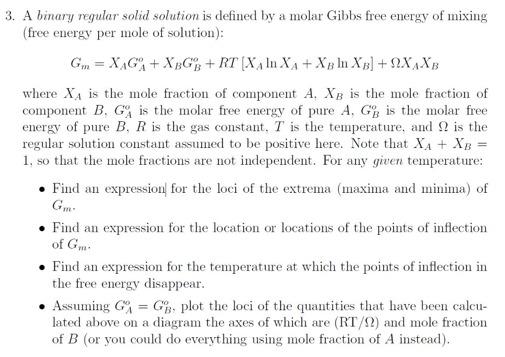 3. A binary regular solid solution is defined by a | Chegg.com