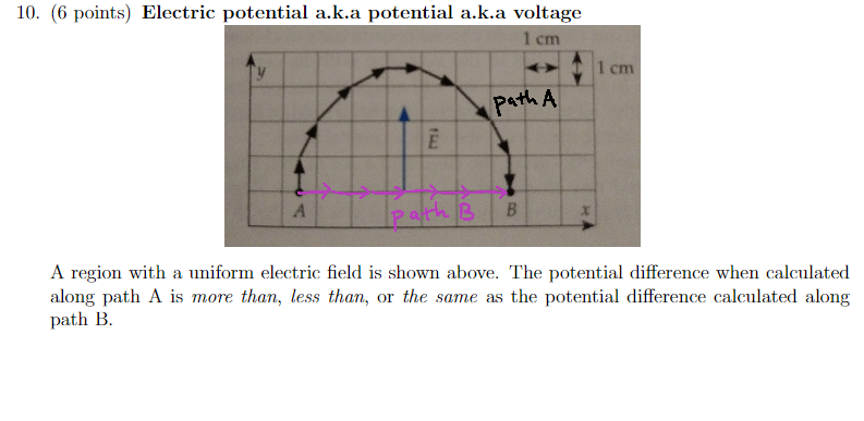 Solved 10. (6 points) Electric potential a.k.a potential | Chegg.com
