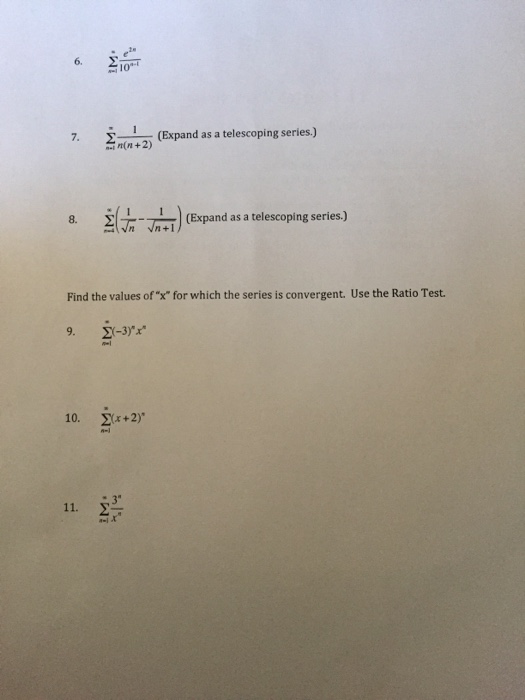 Solved 11.2 Series Worksheet For each of the problems, | Chegg.com