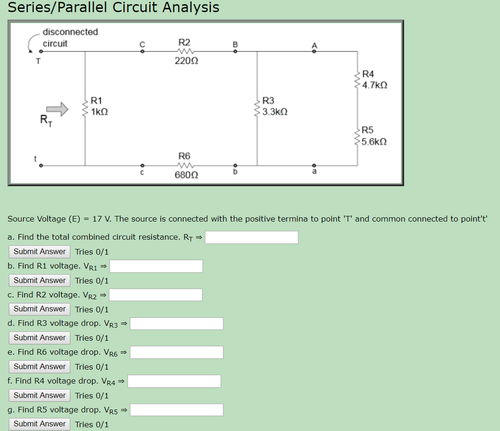 Solved Series/Parallel Circuit Analysis disconnected circuit | Chegg.com