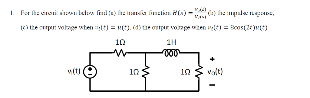 Solved For the circuit shown below find (a) the transfer | Chegg.com