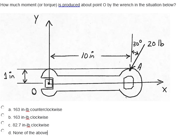 Solved How much moment (or torque) is produced about point O | Chegg.com