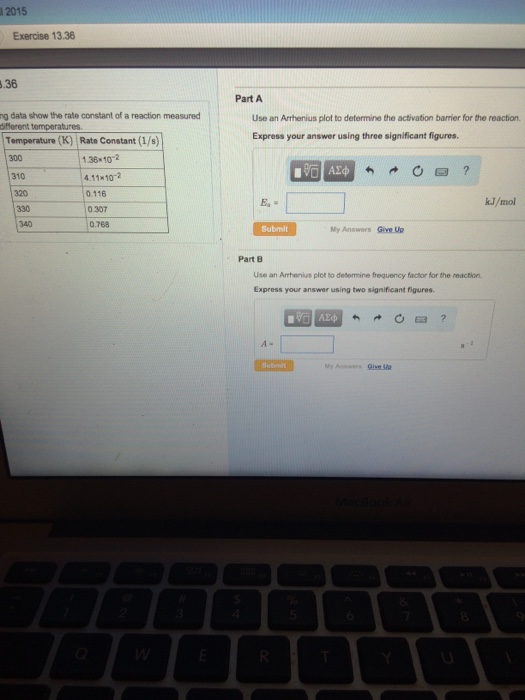 Solved Use an Arrhenius plot to determine the actuation | Chegg.com