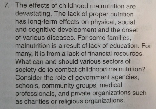 Solved The effects of childhood malnutrition are | Chegg.com