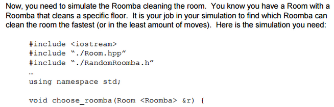 c++ programming for simulation a roomba clean | Chegg.com