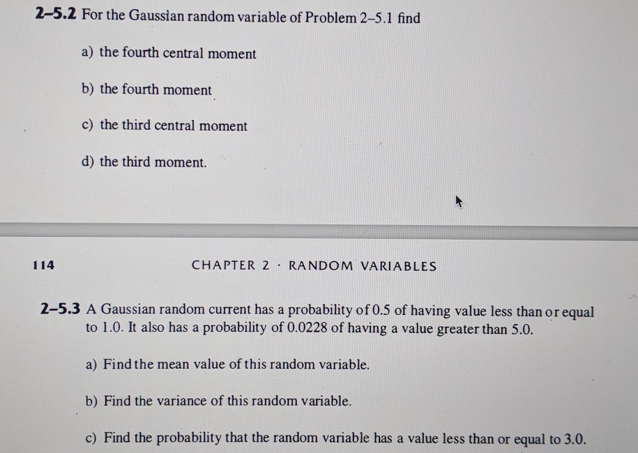 Solved 2 52 For The Gaussian Random Variable Of Problem 1418
