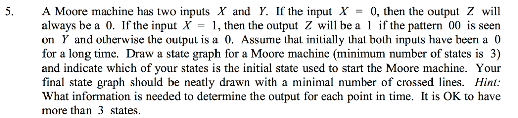 Solved A Moore machine has two inputs X and Y. If the input | Chegg.com
