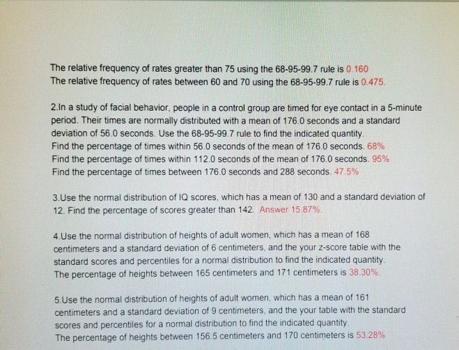 Solved The relative frequency of rates greater than 75 using | Chegg.com