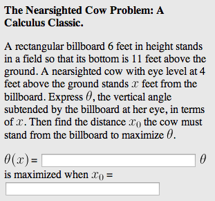 Solved The Nearsighted Cow Problem: A Calculus Classic. A | Chegg.com