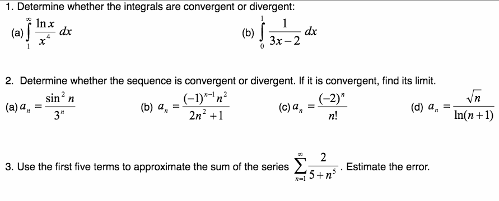 Solved Determine whether the integrals are convergent or | Chegg.com
