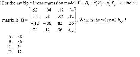 Solved . For the multiple linear regression model Y = Beta0 | Chegg.com