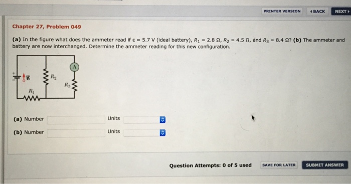 Solved PRINTER VERSION BACK NEXT Chapter 27, Problem 049 (a) | Chegg.com