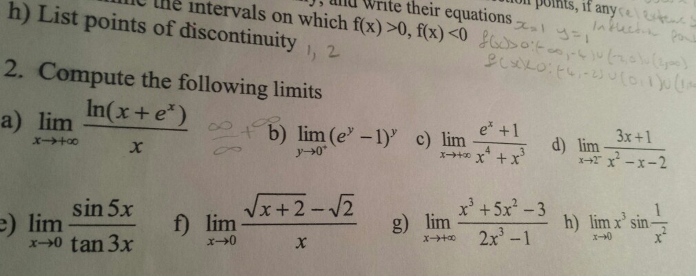 Solved Compute the following limits | Chegg.com
