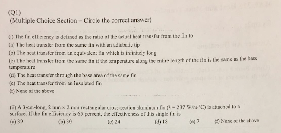 Solved (01) (Multiple Choice Section - Circle the correct | Chegg.com