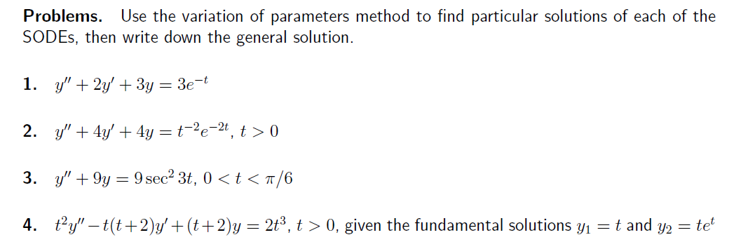Solved Use the variation of parameters method to find | Chegg.com