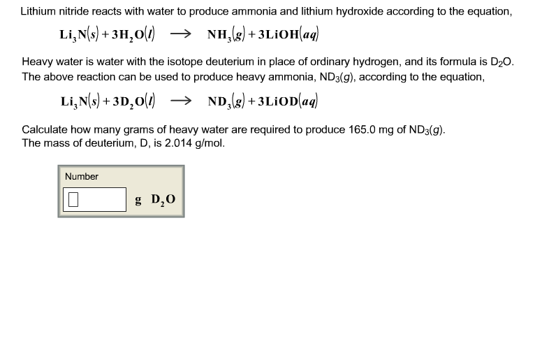 Lithium nitride reacts with water to produce ammonia | Chegg.com