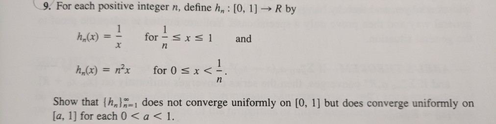Solved ' 9. For each positive integer n, define hn : [0, 1] | Chegg.com