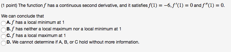 Solved The function f has a continuous second derivative, | Chegg.com