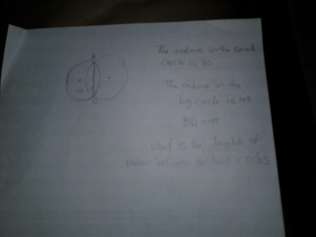 Solved radius the big circle is 40 the radius small circle | Chegg.com
