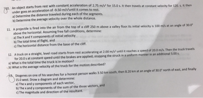 Solved An Object Starts From Rest With Constant Acceleration