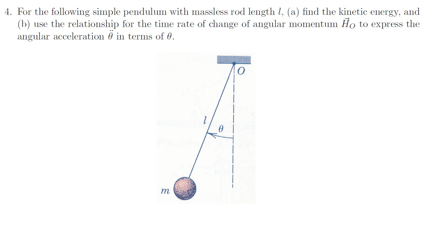 Solved For the following simple pendulum with massless rod | Chegg.com