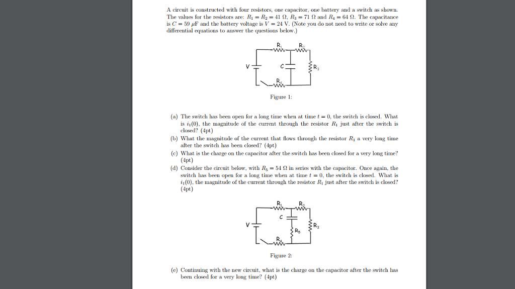 Solved A circuit is constructed with four resistors, one | Chegg.com