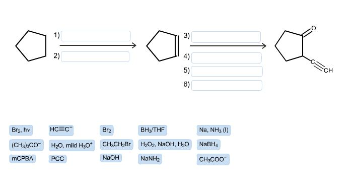 Solved (CH3)3CO- Br2 CH3CH2CI, aici3 Cr03, H2SO4 mCPBA Br2, | Chegg.com