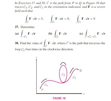 Solved In Exercise 37 and 38. C is the path from P to Q in | Chegg.com