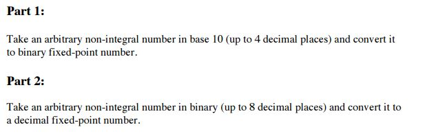Solved Part 1: Take an arbitrary non-integral number in base | Chegg.com