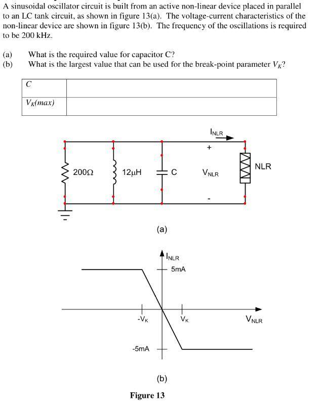Solved A sinusoidal oscillator circuit is built from an | Chegg.com