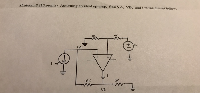 Solved Assuming an ideal op-amp. find VA, VB. and I in the | Chegg.com