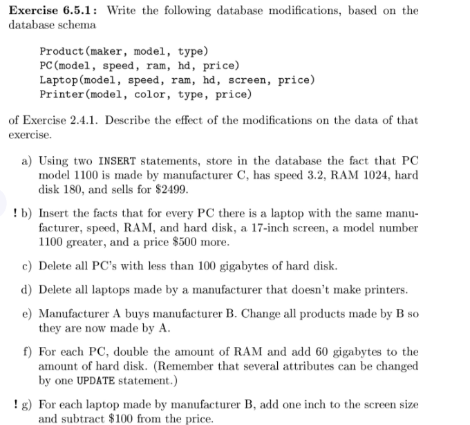 Solved Exercise 651 Write The Following Database 