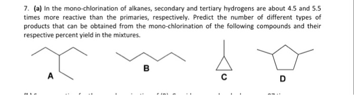 Solved In the mono-chlorination of alkanes, secondary and | Chegg.com