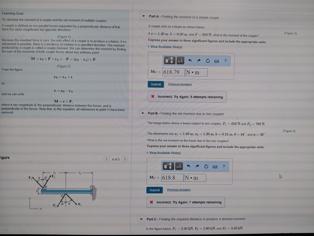 Solved Learning Goal: To calculate the moment of a couple | Chegg.com