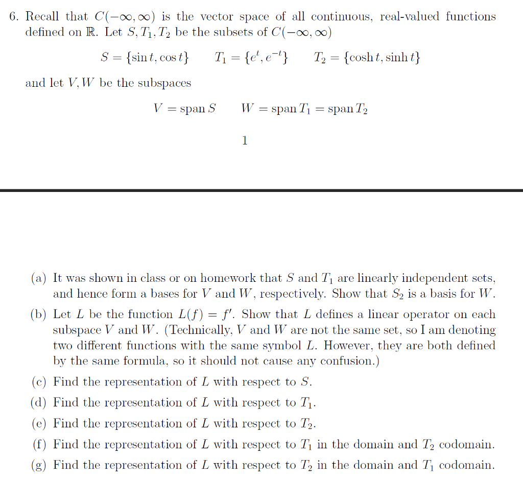 Solved 6. Recall that C(-0o, 0o) is the vector space of all | Chegg.com